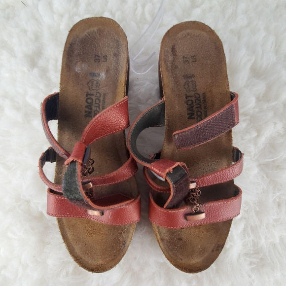 Naot | Shoes | Naot Brick Red Velcro Strap Platform Sandals | Poshmark